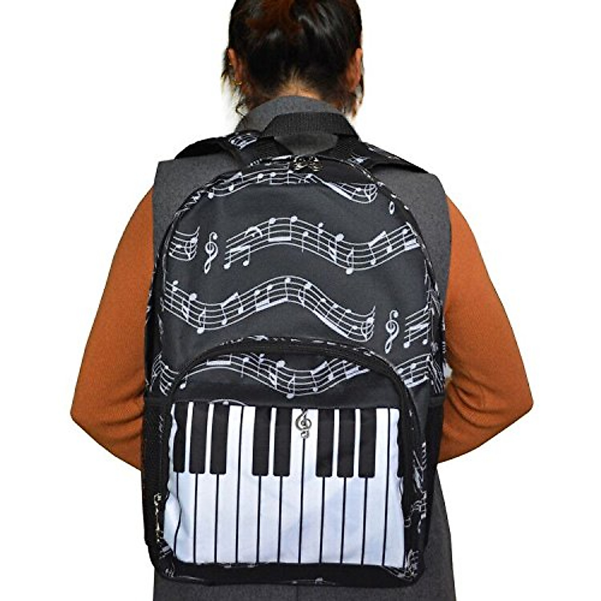 Piano Keys Music Note Backpacks,Waterproof Oxford Cloth Backpack,Outdoor/Travel Backpack for Women & Men,Shoulder Casual Travel Daypack Hiking Camping(Keyboard black)
