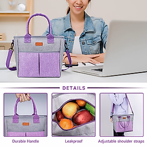 FITHOME Insulated Reusable Lunch Bag for Women/Men, Adult Thermal Tote Lunch Bag with Adjustable Crossbody Strap, Portable Leakproof Cooler Bags for Work/Picnic/Travel