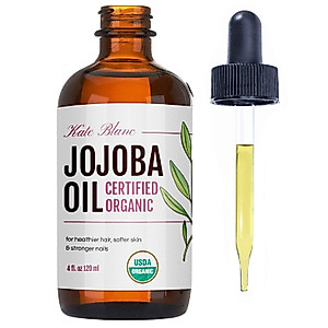 Kate Blanc Cosmetics Jojoba Oil for Hair Growth, Face & Skin. Gua Sha Oil for Face Massage and Dermaplaning (4oz, Organic, 100% Pure, Natural)