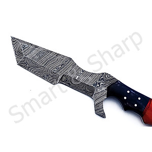 Smart & Sharp Custom Handmade Damascus Steel Hunting Knife/Bowie Knife AA-17129 (Colored Bone and Black Wood)