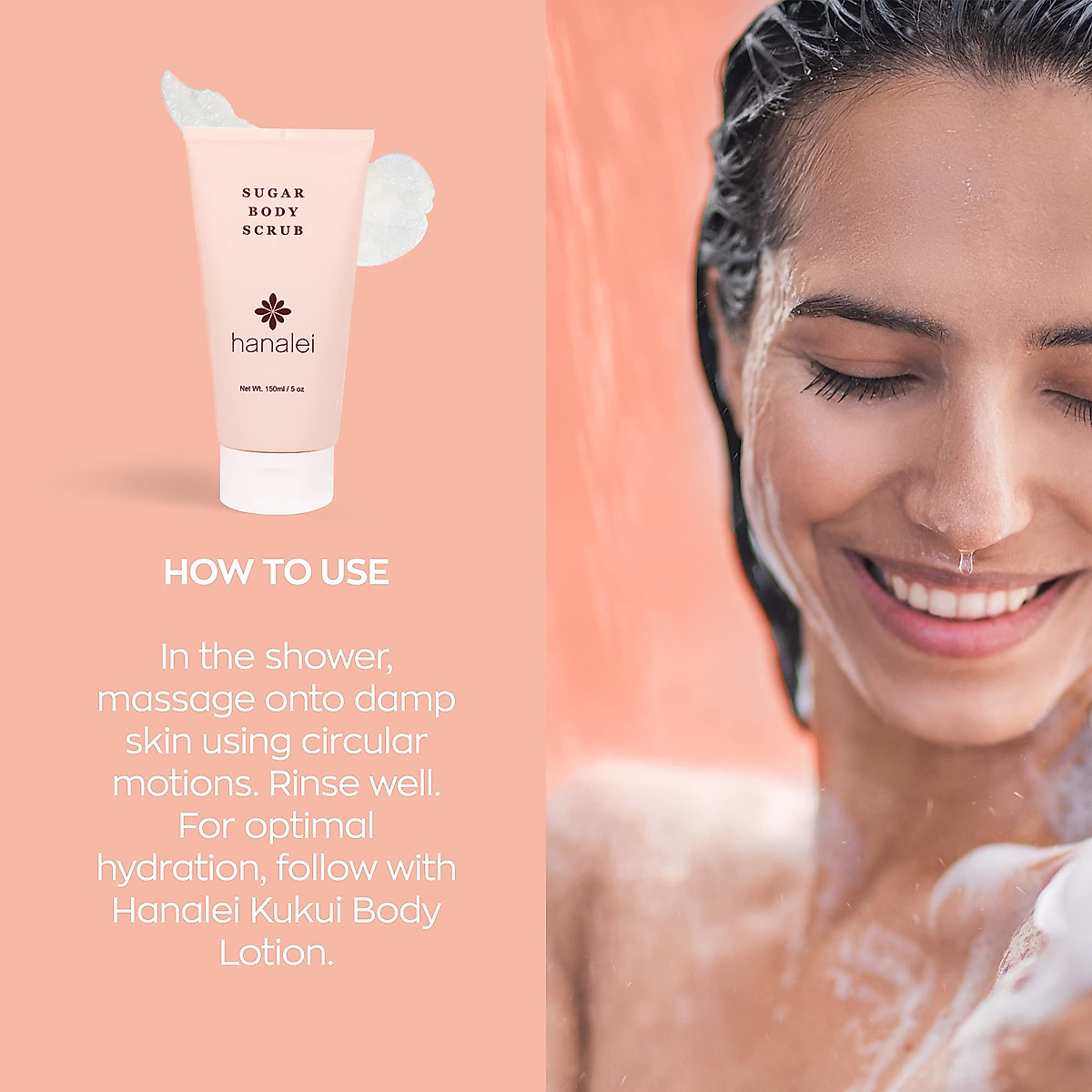 Vegan Brown Sugar Body Scrub: Moisturizing Exfoliator for Dry Skin - Women's Body Care - Made with Hawaiian Raw Cane Sugar and Kukui Oil - Made in the USA - 150g