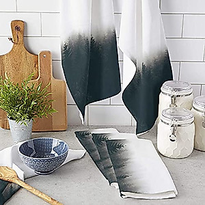 Kitchen Towels 4 Pack 18×28in-Super Absorbent Dish Cloth Monochrome Mystical Fantasy Forest Soft Dish Towel for Home Drying Dishes Heavy Fog Natural Scenery Tea Bar Hand Towels Cleaning Cloths
