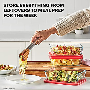 Pyrex Simply Store Glass Food Storage Container, Snug Fit Non-Toxic Plastic BPA-Free Lids, Freezer Dishwasher Microwave Safe, 6 Cup