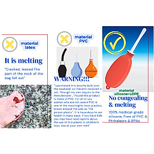 RVDKBULB Compact Silicone Douche Kit, Pocket size - Reusable Travel Douche Bag, 24 Fl Oz Capacity, Red