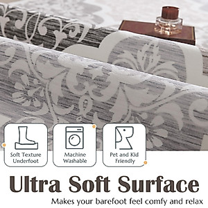 jinchan Area Rug 2x3 Entryway Moroccan Rug Washable Floral Rug Lattice Rug Indoor Door Mat Small Rug Non Slip Accent Rug Medallion Thin Rug Soft Rug Carpet for Kitchen Bathroom Bedroom Grey