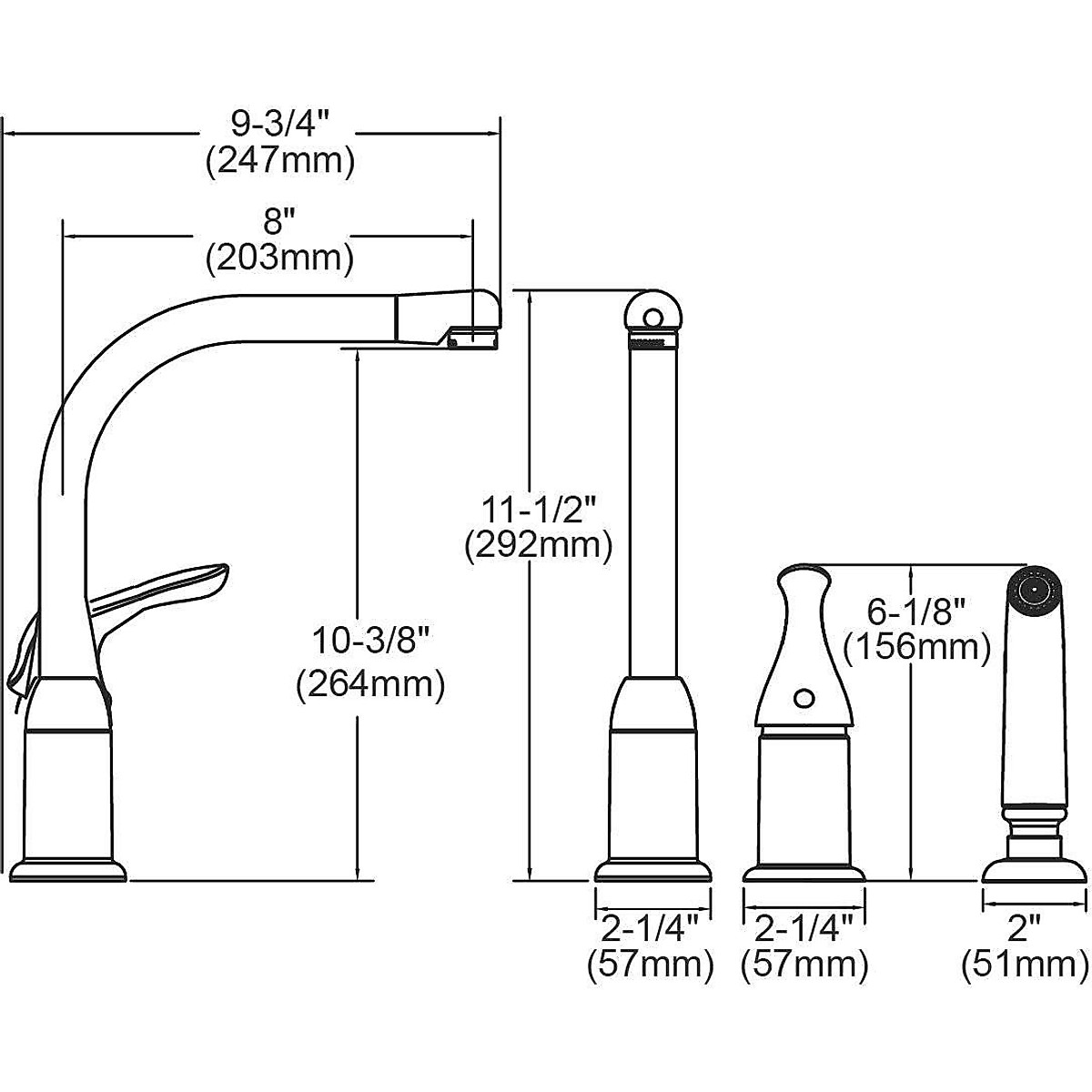 Elkay Everyday LK3001CR Deck Mount Kitchen Faucet with Remote Lever Handle and Side Spray, Chrome