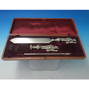 English Silverplate Desk Set 3pc Knife Seal Pen in Original Fitted Box (#5888)