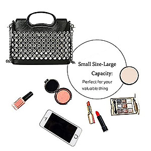 Heidi Women's Small Studs Rivet Crossbody Handbag Fashion Shell Shape Shoulder Messenger Bag (Black(style2))