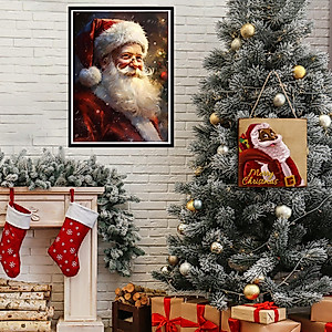 SKRYUIE 5D Santa Claus Diamond Art Painting Kits - DIY Diamond Art Christmas in July, Full Round Drill - Crystal Embroidery Cross Stitch - Adult Craft for Wall & Office Decor - 12x16 inch