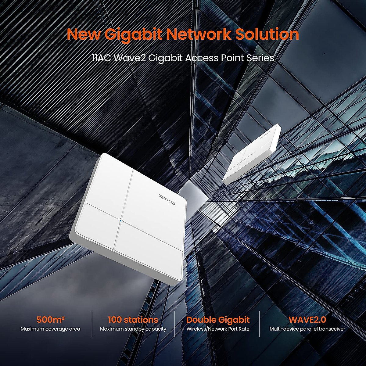 Tenda AC1200 Dual Band Gigabit Wireless Access Point, Ceiling Mount WiFi Access Point, Coverage 3200 sq.ft|PoE Powered|Surport IEEE 802.11ac Wave 2 and MU-MIMO|White(I24)