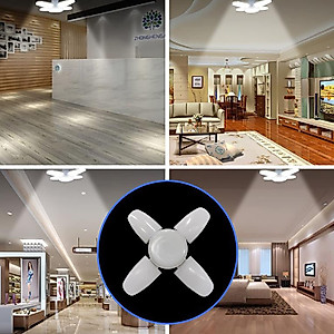 Stayofa 4 Pack LED Garage Light 40W,Mini Deformable Led Garage Ceiling Lights E26 6500K Daylight Garage Lights Adjustable Led Garage Light Bulb for Garage,Workshop,Workbench,Barn,Warehouse,Full Area