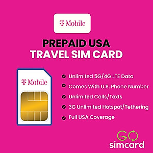 T-Mobile Prepaid USA SIM Card (90 Day) | 5G/4G-LTE Unlimited High Speed Data/Calls/Texts() Prepaid SIM Card for USA| Phone use only not for Modem |
