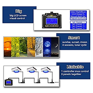 PopBloom RS90 LED Aquarium Light - Updated Program Coral Reef Light Dimmable 90Watts Full Spectrum Sunrise Sunset for Marine Fish Tanks Reef Led Light Fixture
