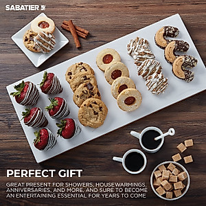 Sabatier Prep and Serve Cutting Board, Reversible Charcuterie Serving Platter for Cheese, Meat and Appetizers- Perfect Dinner Party Board, 8-inch x 18-inch, Acacia and White Stone