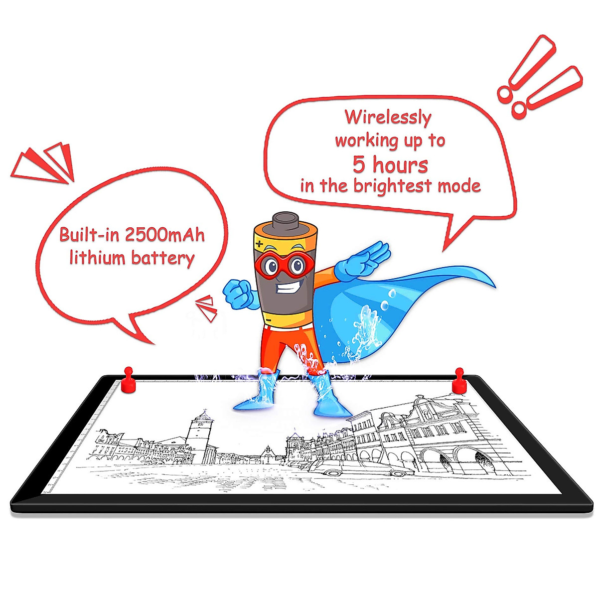 Light Tracing Box Rechargeable, Winshine Portable LED Light Board, Light Board for Diamond Art Painting, 5 Levels Stepless Dimming Drawing Tracking Light Pad, Artistic Design Sketching