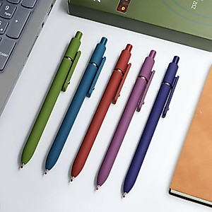 UIXJODO Gel Pens, 5 Pcs 0.5mm Black Ink Pens Fine Point Smooth Writing Pens with Silicone Grip, High-End Series Metal Clip Retractable Pens for Journaling Note Taking (Vintage)