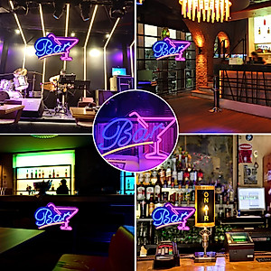 Pedaiah Bar Neon Sign - Acrylic LED Bar Sign with Hanging Chain, USB Powered, 14.96x9.06 inches, Bar Decor for Home, Bistro, Party, Club, Wall Decor