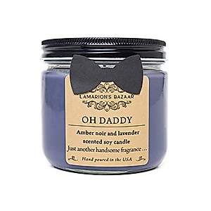 Oh Daddy Candle - Amber Noir + Lavender Fragrance - Large Soy Candle with Tuxedo Decor in a Kraft Box