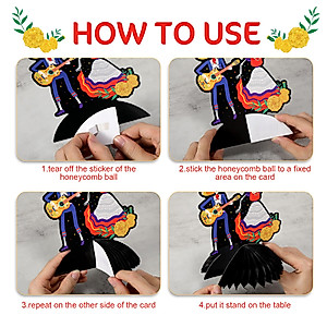 Pajean 12 Pieces Day of the Dead Honeycomb Table Centerpieces Halloween Dia De Muertos Sugar Skull for Mexican Party Decoration Supplies