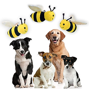 Dog Toy - Adorable Set of 3 Plush Squeaker Crinkle Interactive Toy Bees for Dogs, None, 3 Count (Pack of 1)