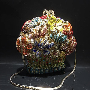 ZLXDP Basket Shape Diamond Lady Clutch Purses and Handbags for Women Hollow Out Evening Party Dinner Bag