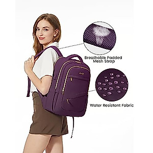 LOVEVOOK Laptop Backpack for Women, Slim Business Laptops Bag with Separate Computer Compartment Stylish Daypack for College Work Travel, Fits 15.6" Laptop