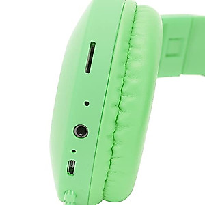 FASJ Wireless Headphones, Bluetooth5.0 Stereo Adjustable On Ear Gaming Headphone with Microphone /3.5mm Interface Supporting FM Memory Card, Noise Cancelling Headset for Sports Travel Work(Green)