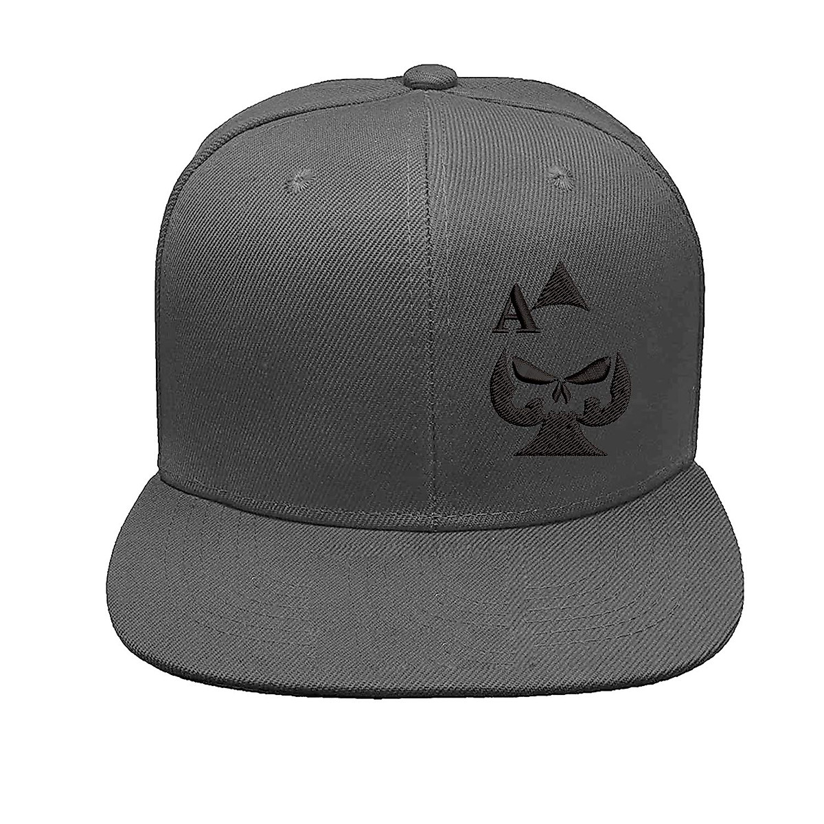 Ace of Spades Sniper Gun Punisher Embroidered Flexfit Fitted Baseball Cap Hat 2nd Amendment (Grey Flat Brim Black Thread, Large-XLarge)