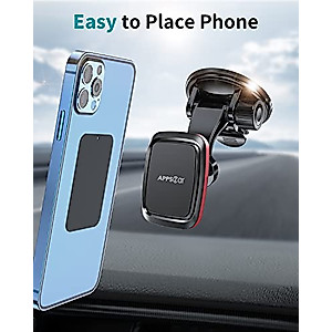 APPS2Car Magnetic Car Phone Mount with Adjustable Arm & 6 Strong Magnets Universal Dashboard Windshield Cell Phone Holder Compatible with iPhone 13 Pro 12 Pro Xs XS Max XR, Samsung S10 S9 and More