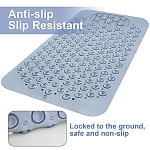 Bathmat Non Slip Resistant for Tub,Shower mat Rubber Bathtub mat, Non Slip Rubber Bathtub Mat, Machine Washable,Fast-Drying, Super Absorbent (27.5" x 14.2", Blue)