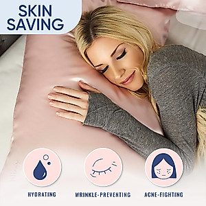 Blissy Silk Pillowcase - 100% Pure Mulberry Silk - 22 Momme 6A High-Grade Fibers - Silk Pillow Cover for Hair & Skin - Regular, Queen & King with Hidden Zipper (Standard, Pink)