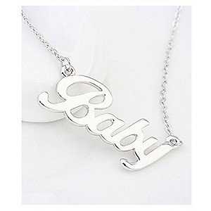 AIHIQI Fashion White Chain Letter Pendant Choker Necklace (Baby Letter)