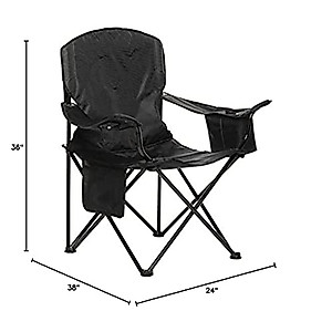 Amazon Basics XL Folding Padded Outdoor Camping Chair with Carrying Bag - 38 x 24 x 36 Inches, Black