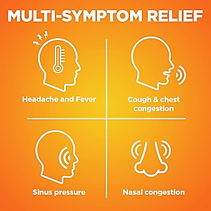 Amazon Basic Care Daytime Severe Cold & Flu Relief Caplets, Cold Medication for Severe Cold and Flu Symptoms Like Headache, Fever, Coughing, Chest & Nasal Congestion, Vapor Ice, 24 Count