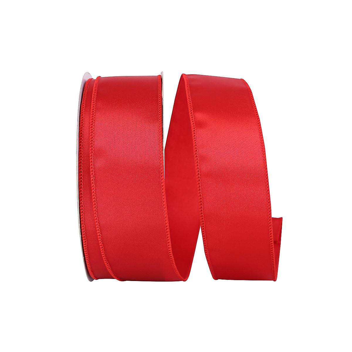 Reliant Ribbon 92575W-065-40K Satin Value Wired Edge Ribbon, 2-1/2 Inch X 50 Yards, Red