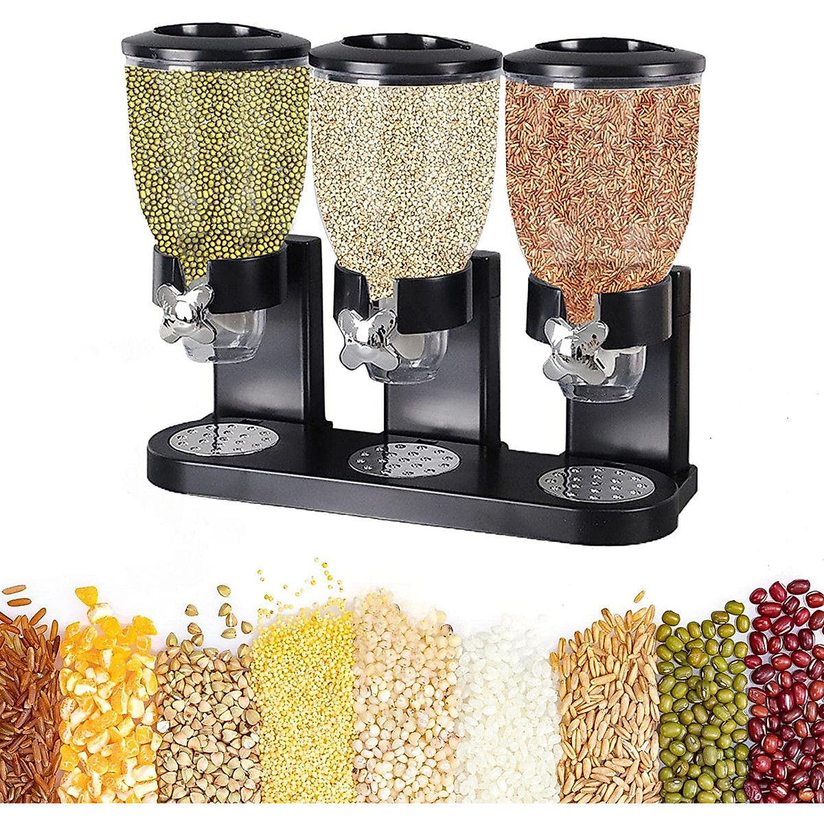 Triple Food Dispenser Cereal Containers Storage Dispenser Food Storage Container Cereal Dispenser Countertop For Candy Nut Grain Granola Snack