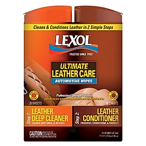 Lexol 90150 Leather Deep Cleaner & Conditioner Dual Canister Wipes, 40-Sheets