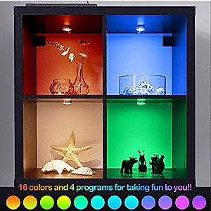 GANA Puck Lights with Remote Control, Under Cabinet Lighting LED Closet Lights - Battery Powered Operated Timer Function Wireless Color Changing Dimmable 16 Colors and 4 Modes Battery Lights (6 Pack)