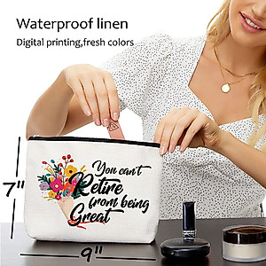 Blue Leaves Funny Retirement Gifts for Women Mom Boss - Retirement women makeup bag Gift. Retired bag for Coworkers Office & Family. Unique Novelty Ideas for Her Nurses Navy Air Force Military Gag