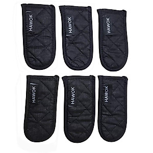 HAWOK Temperature Hot Catton Cast Iron Skillet Handle Holders Mitts Pot Holder Handle Covers Set of 6,Black……