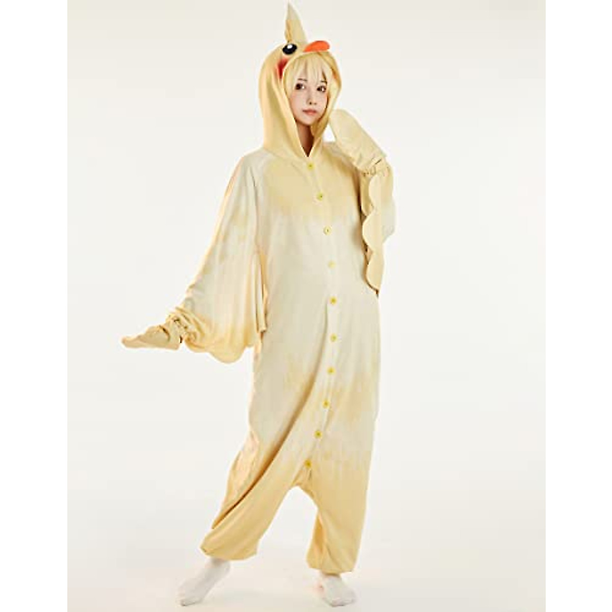 haikyuu Women Anime Cosplay Onesie Pajama Loungewear Adult Hooded Homewear Jumpsuit Kigurumi Cartoon Outfits Sleepwear (large, yellow)