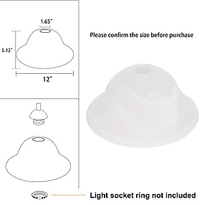 SHENGQINGTOP 12"D Alabaster Glass Domed Shade with 1.65" Opening, Pendant Light Cover, Lighting Fixture Replacement