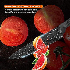 MOSTA Ceramic Coated Knife Block Set with 16Pc or 5Pc Kitchen Knives, Chef Knife,Bread Knife,Steak Knife,Chopper Knife,Butter Knives,Cheese Knife,Pizza Knife,Acrylic Stand,Scissors