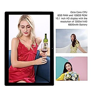 Android 12 10.1 Inch Tablet, 8+128GB Tablet, with Dual SIM Card Slots, 8MP+13MP Camera, Octa Core Processor with WiFi BT 6800mAH Battery, Grey