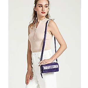 Women Crossbody Wallet RFID Blocking Cell Phone wristlet Purse with shoulder strap small cross body bag (purple)