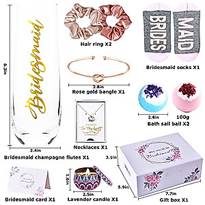 Bridesmaid Proposal Gifts Set-Will You be My Bridesmaid Gift Box, Wedding Engagement Gifts,Bachelorette Party Bridal Showers gifts,Bridesmaids Bracelets, Necklaces And Bridesmaids Socks Rose Spa Gifts