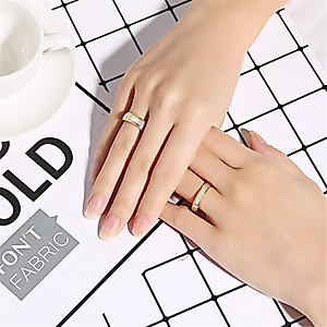 Classic Mens Womens Stainless Steel Ring Two-tone Cool Wedding Engagement Band Couples Fashion Jewelry 6mm Size 7