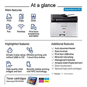 HP Samsung Electronics Xpress SL-C480FW/XAA Wireless Color Printer with Scanner, Copier & Fax (SS256H)