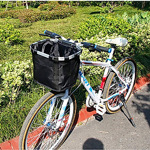 Sisenny Bike Basket Folding Small Pet Cat Dog Carrier Front Removable Bicycle Handlebar Bag Quick Release Detachable Cycling Holder Storage Basket