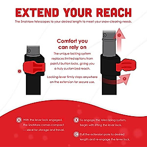 SNOBRUM SnoMAXX, Premium Snow Remover for Cars, Trucks and Larger Vehicles - 40-72 Inch Telescoping Handle, No-Scratch Foam Head - Comfortable Handle to Push Snow Away Easily